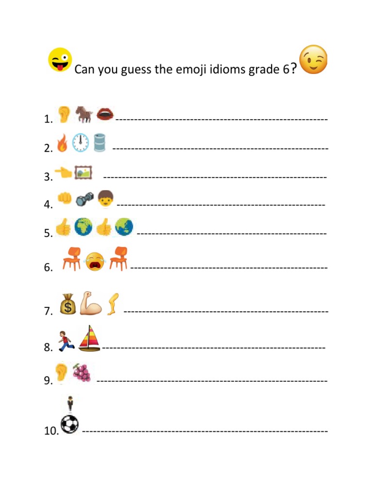 Can You Guess The Emoji Idioms Grade 6 | PDF