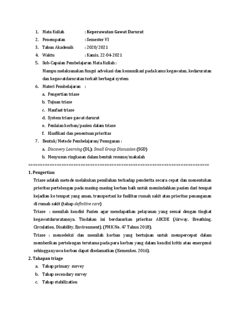 Sub CP-MK 1. Triase-1 | PDF