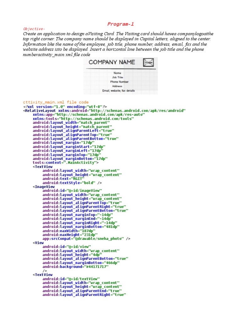 Vtu Program 1 Mad Lab | PDF | Android (Operating System) | Software Development