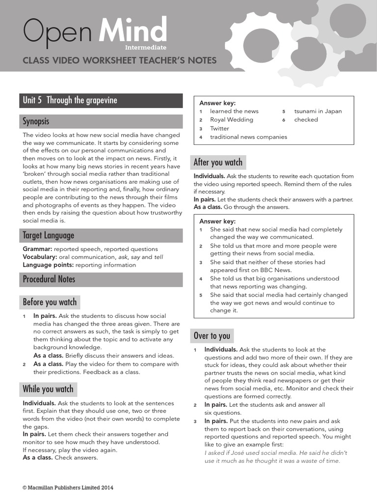 Unit 5 Through The Grapevine: Synopsis | PDF | News | Popular Culture ...