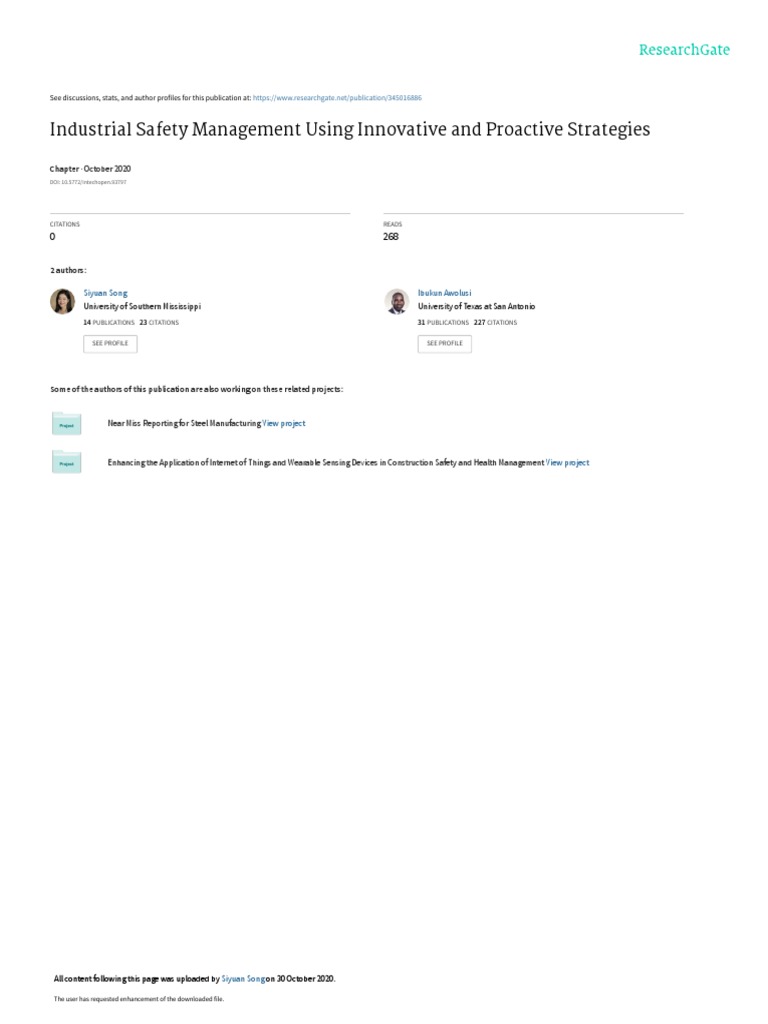 Industrial Safety Management Using Innovative And Proactive Strategies