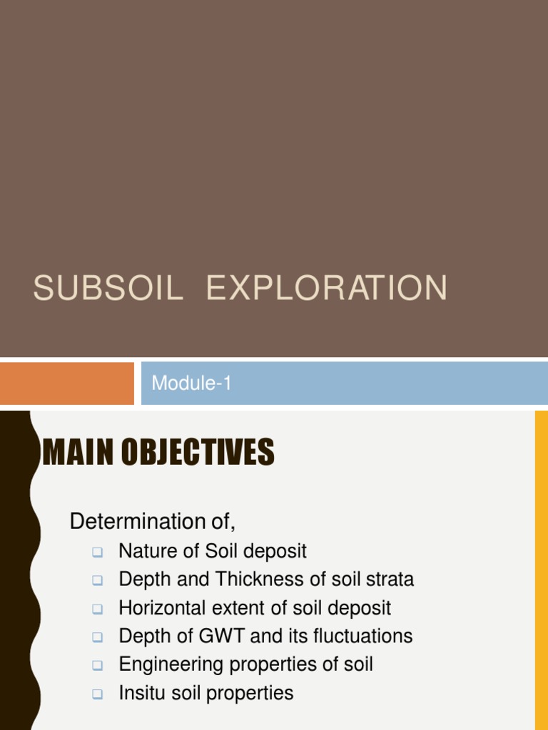 Module - 1 Subsoil Exploration | PDF | Drilling Rig | Earth Sciences