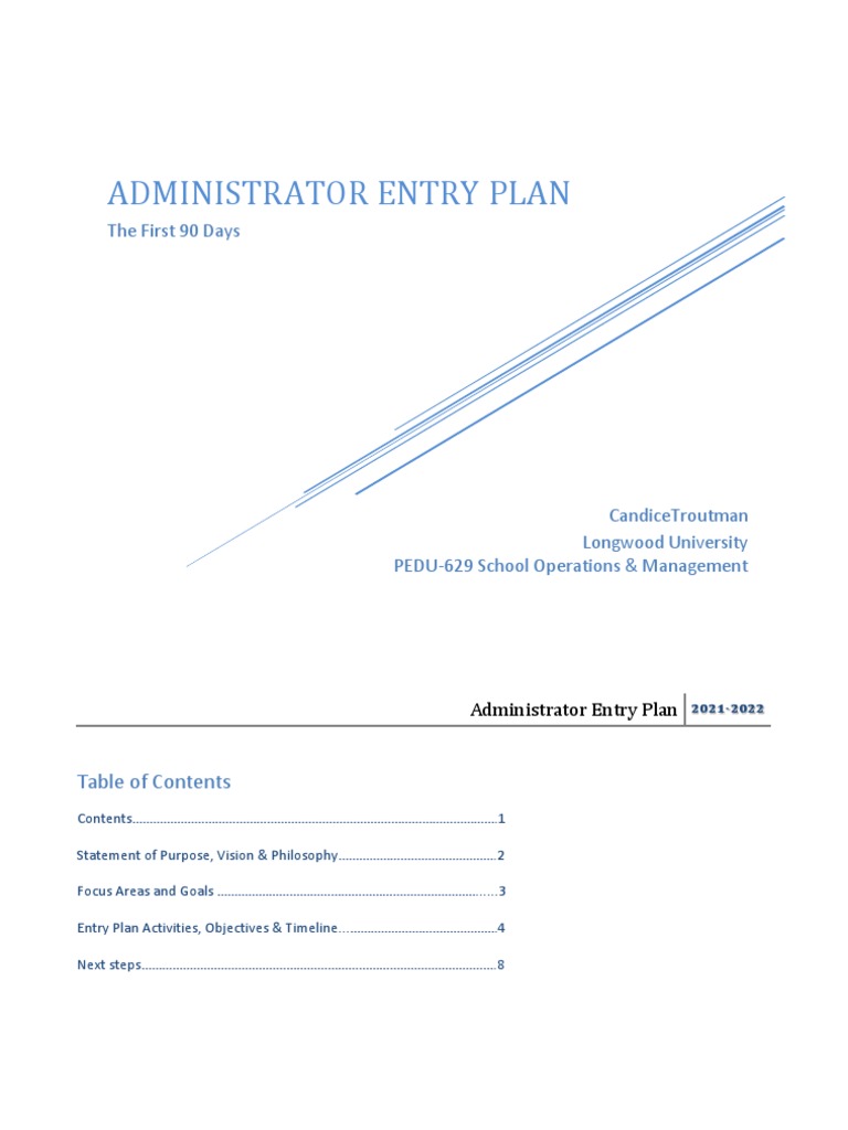 90 Day Entry Plan Final-Troutmanc | PDF | Teachers | Lesson Plan
