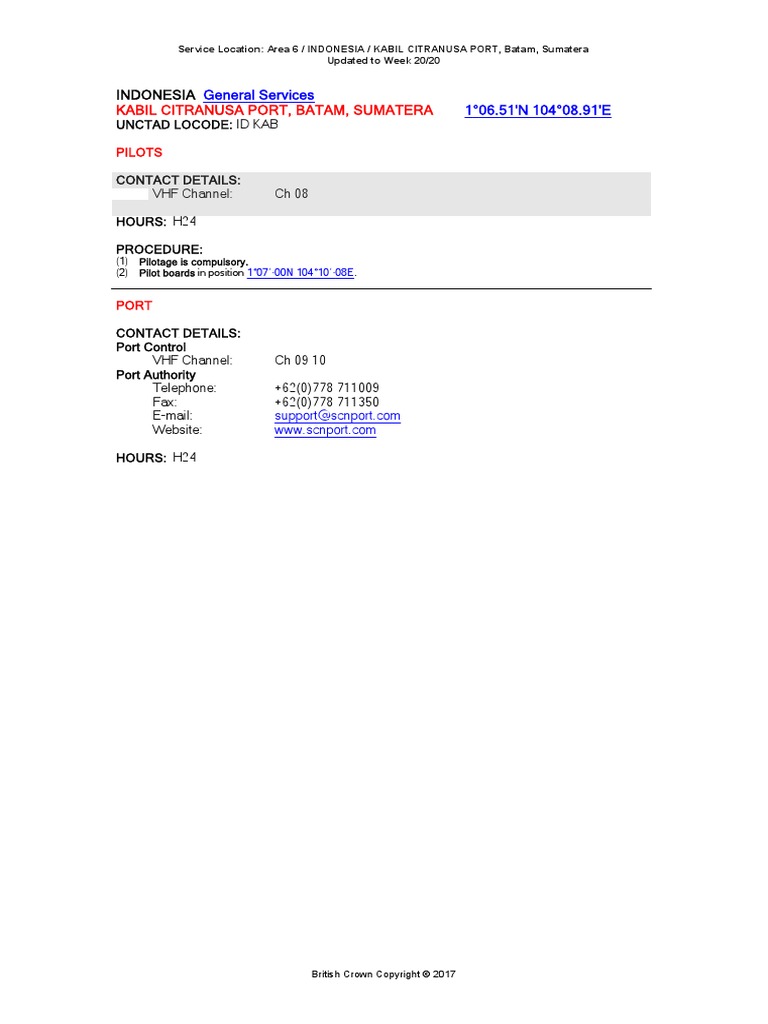 Batam Port Information | PDF