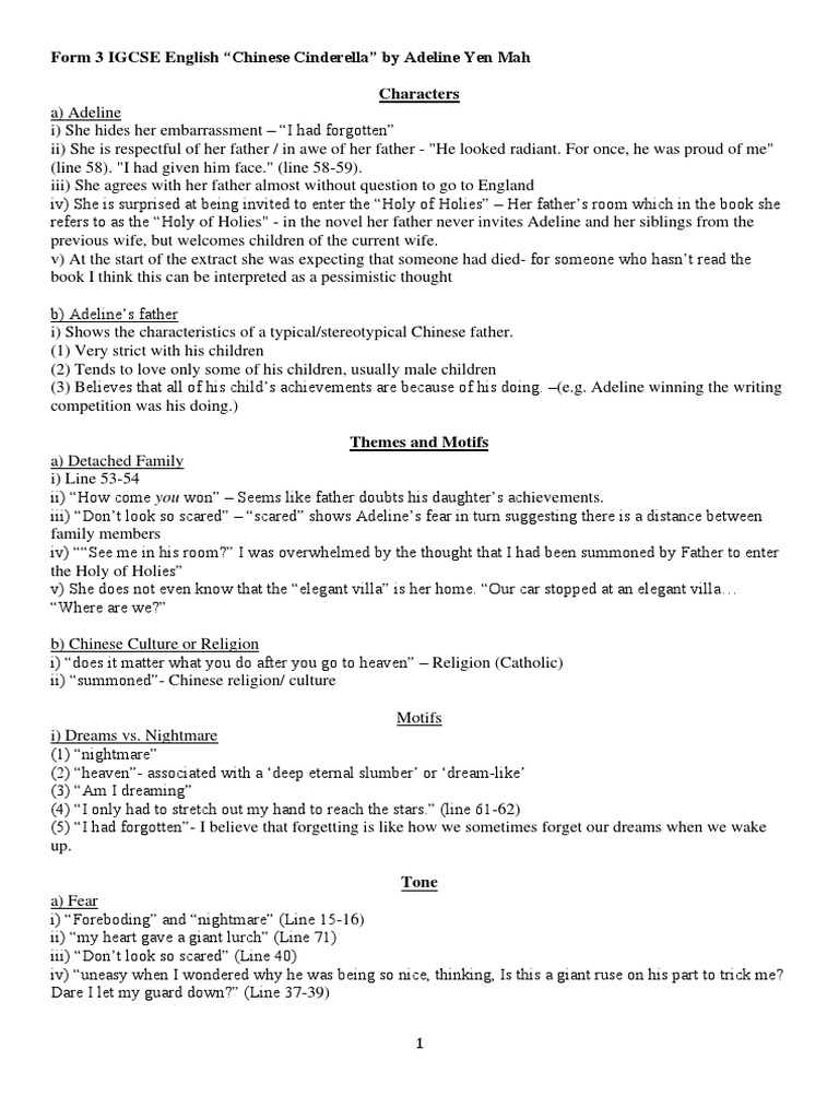Chinese Cinderella Notes | PDF