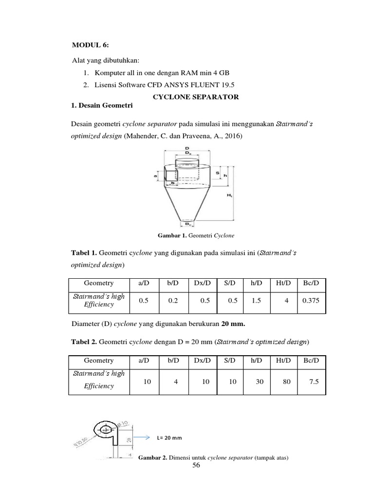 SIMULASI ALIRAN PARTIKEL DALAM CYCLONE SEPARATOR MENGGUNAKAN ANSYS ...