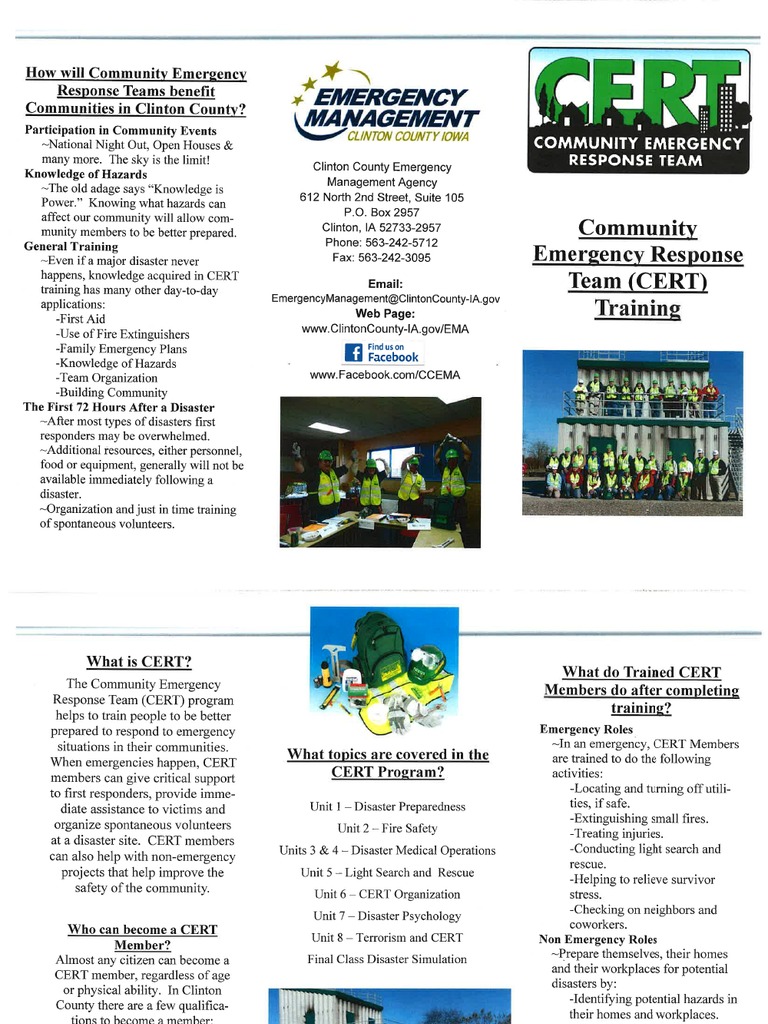 CERT Tri Fold | PDF | Emergency Management | Emergency