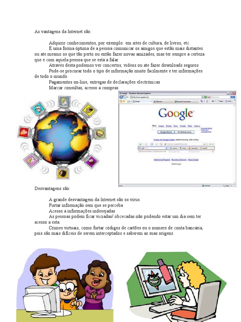 Vantagens e Desvantagens da Internet | PDF | Ciências Sociais ...