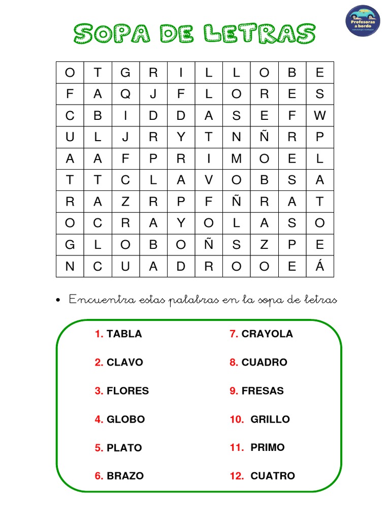 Sopa de Letras con Sílabas Trabadas | PDF