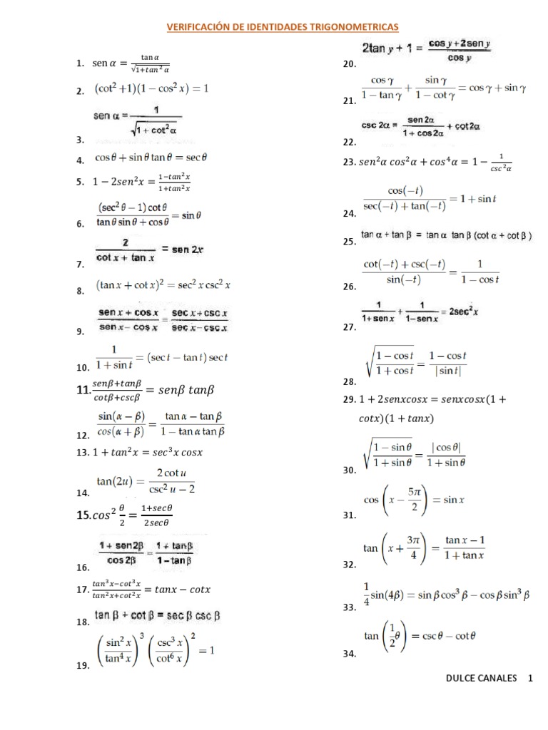 60 Identidades Trigonometricas .1 | PDF