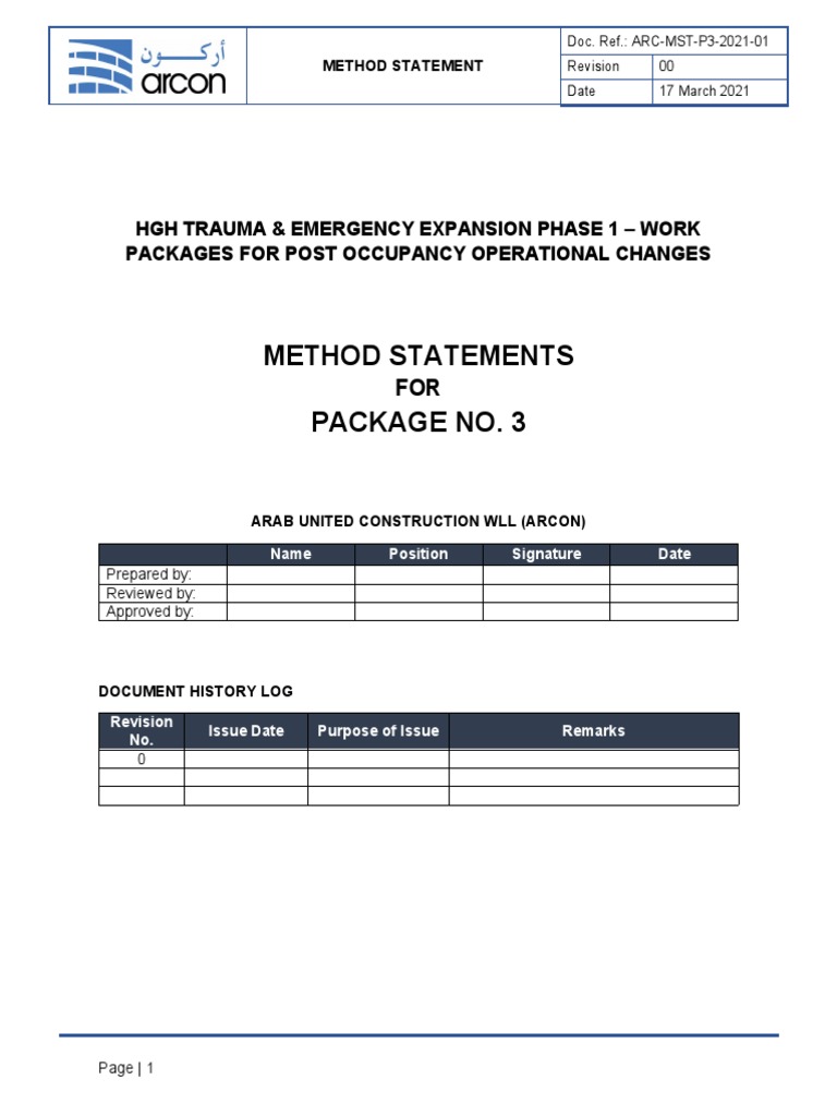 Method Statement Package 3 | PDF | Quality Assurance | Wall