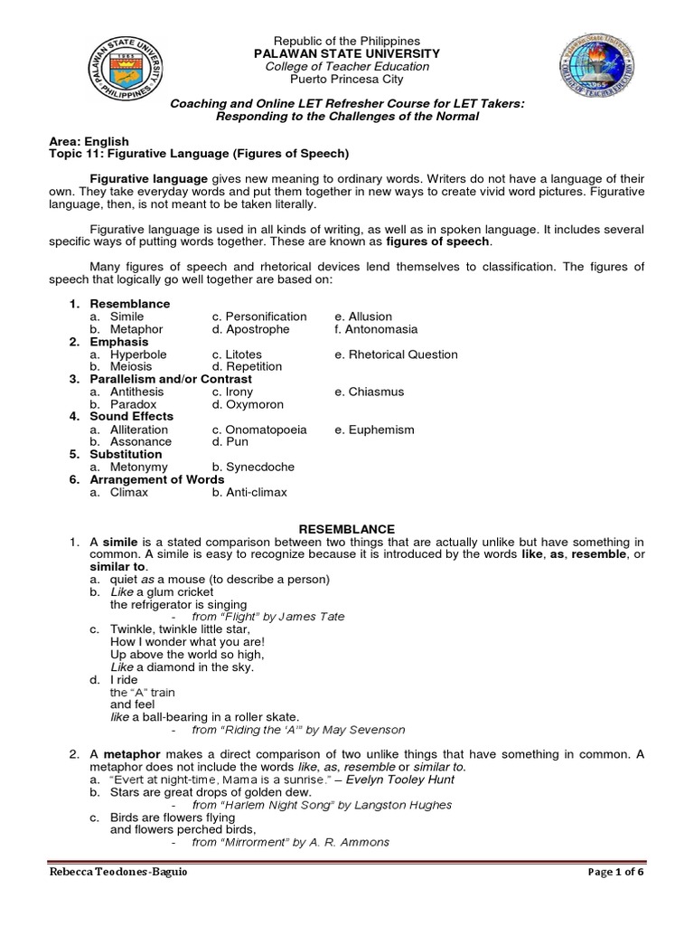 Figurative Language (Figures of Speech) | PDF | Irony