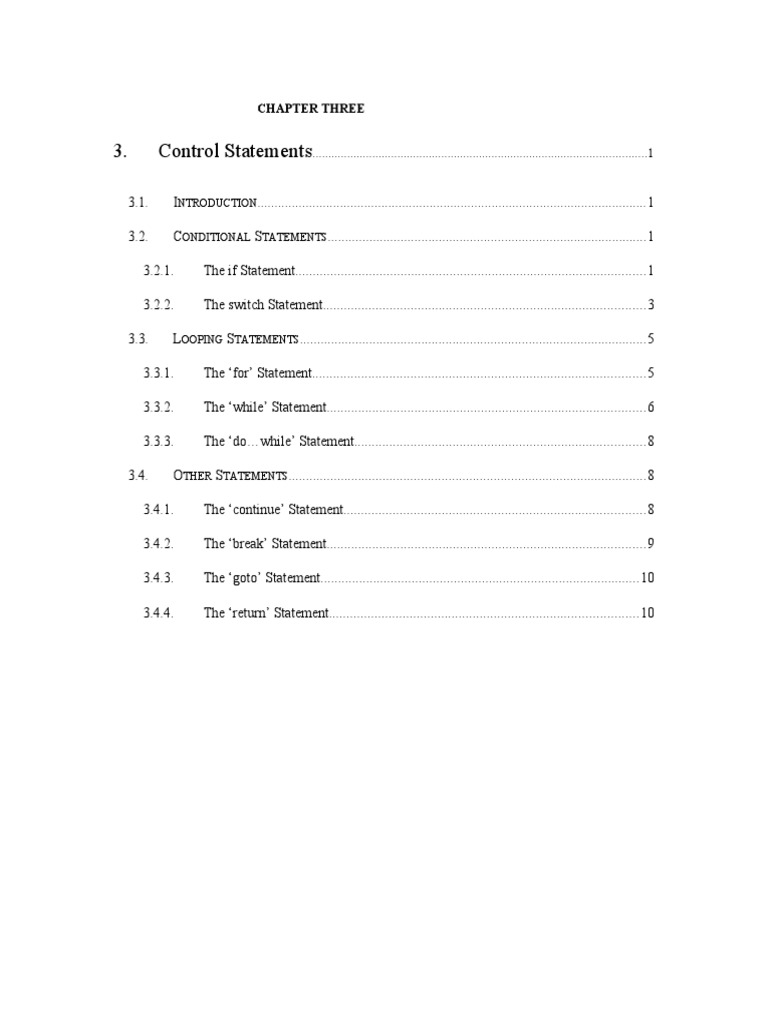 Chapter 3 - Control Statements | PDF | Control Flow | Computer Programming Chapter 3 - Control Statements | PDF | Control Flow | Computer Programming
