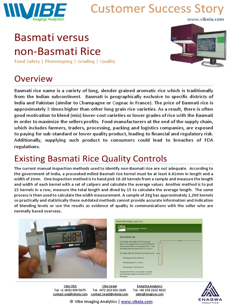 Basmati Rice Application Note - Oct 2020 | PDF | Analytics | Rice