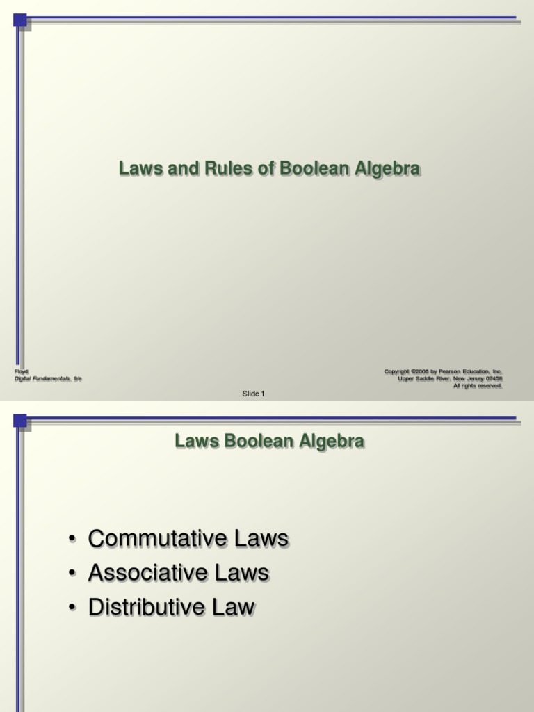 Slide 4 Rules of Boolean Algebra and Simplification | PDF | Integrated ...