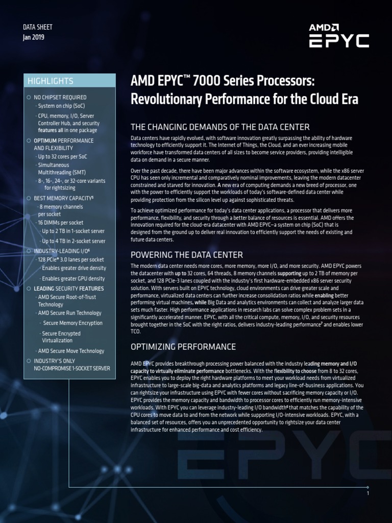 AMD EPYC™ 7000 Series Processors: Revolutionary Performance For The ...