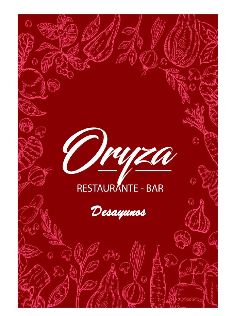 Menu Oryza - Desayunos-Licores | PDF | Alimentos | Cocina