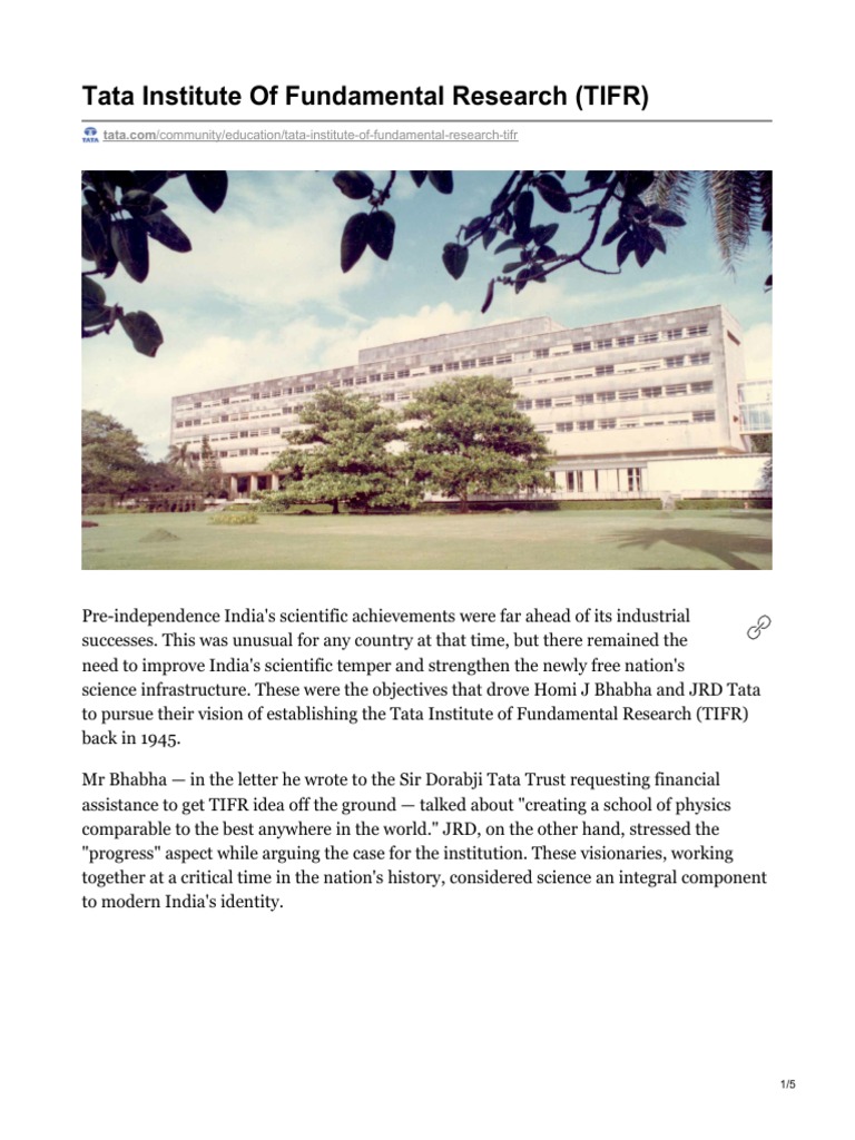 Tata Institute of Fundamental Research TIFR | PDF | Science | Science ...