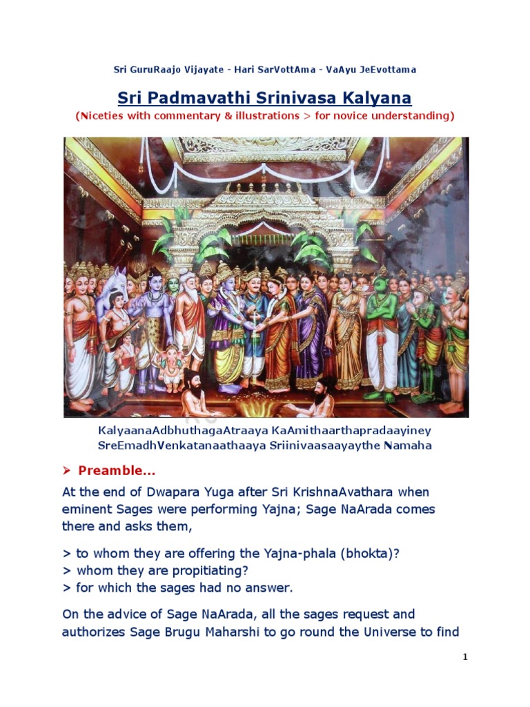 Sri Padmavathi Srinivasa Kalyana | PDF | Devi | Indian Religions