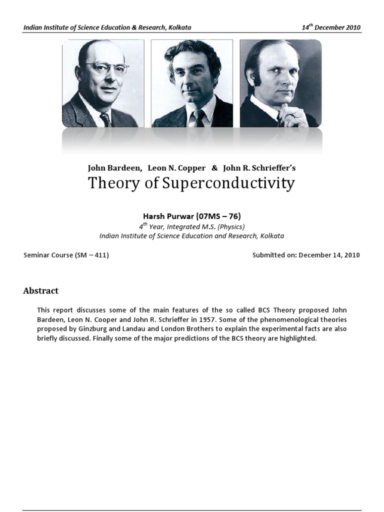 BCS Theory of Superconductivity | PDF | Superconductivity | Electrical Resistivity And Conductivity