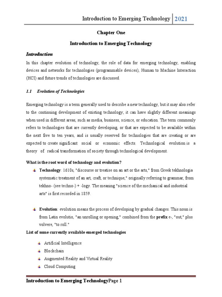 Chapter One Introduction To Emerging Technology | PDF | Human–Computer Interaction | Industrial ...