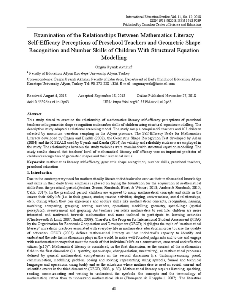 Math Efficacy | PDF | Self Efficacy | Structural Equation Modeling
