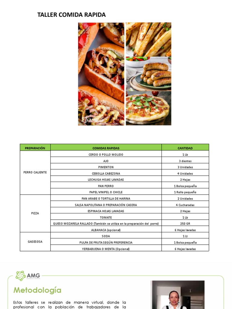 Taller Virtual de Comida Rápida Nutritiva | PDF