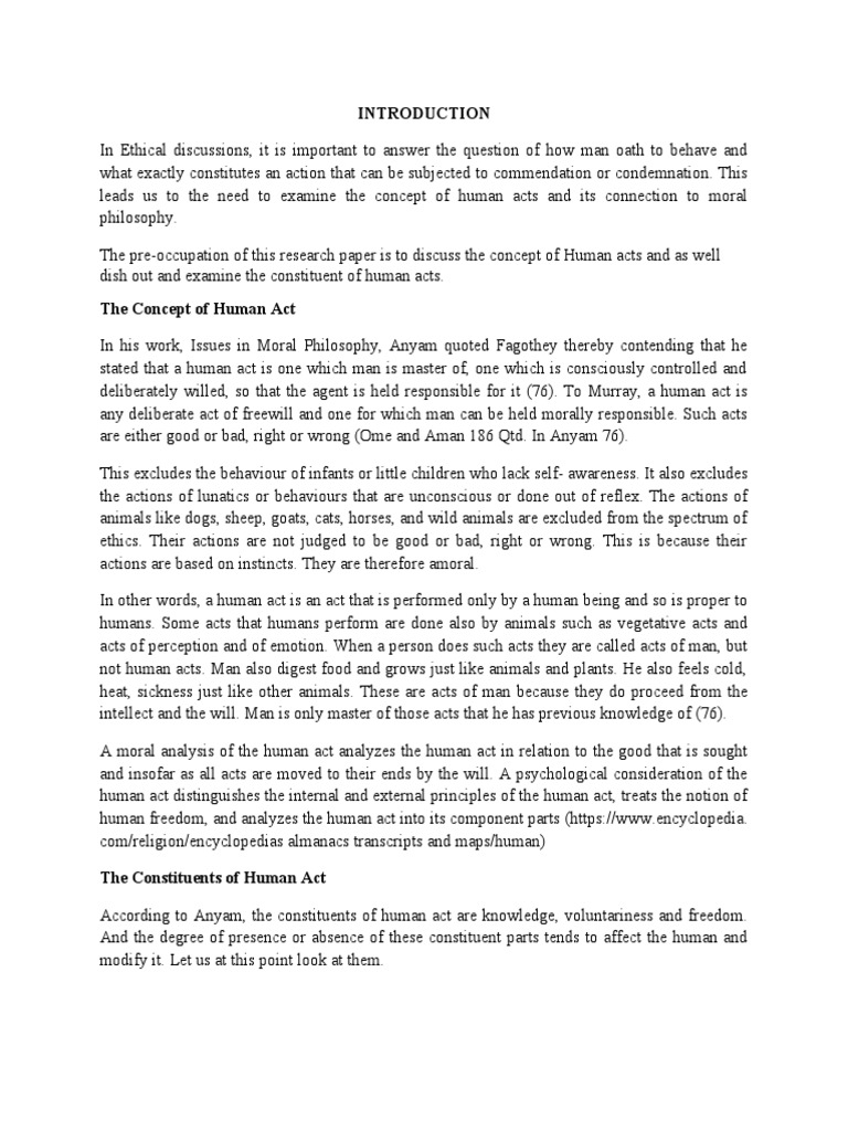 Human Acts | PDF | Knowledge | Human Nature