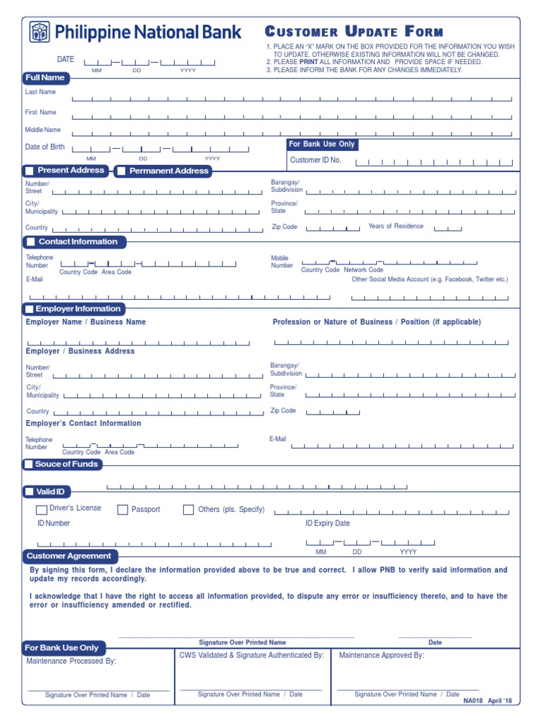 Customer Information Update Form | PDF | Communication