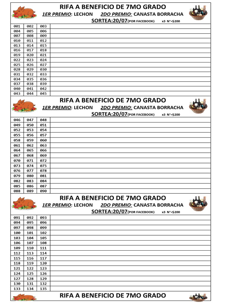 Rifa Escolar: Gana Lechón y Más | PDF