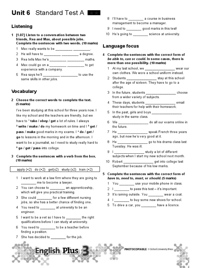 Unit 6 Standard Test A | PDF | Schools | Test (Assessment)