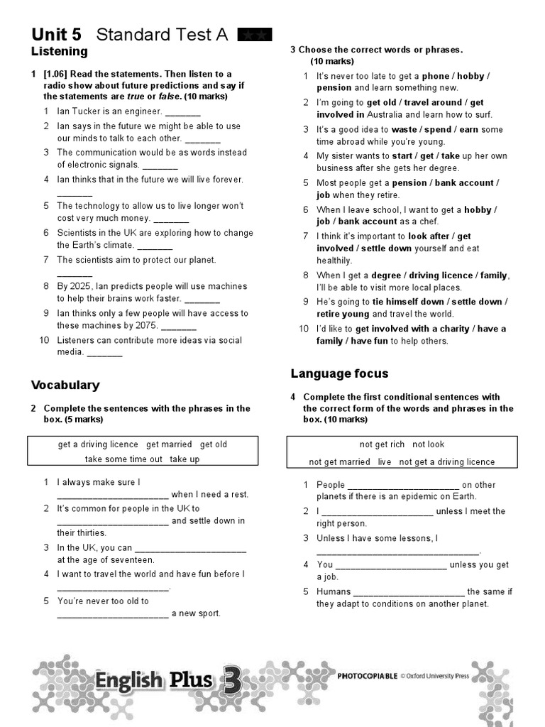 Unit 5 Standard Test A | PDF | Vocabulary | Cognition