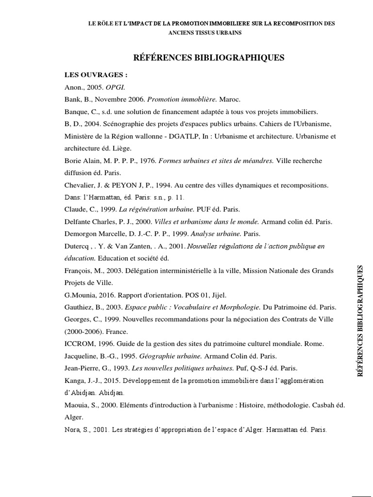 Références Bibliographiques | PDF | Paris | Renouvellement urbain