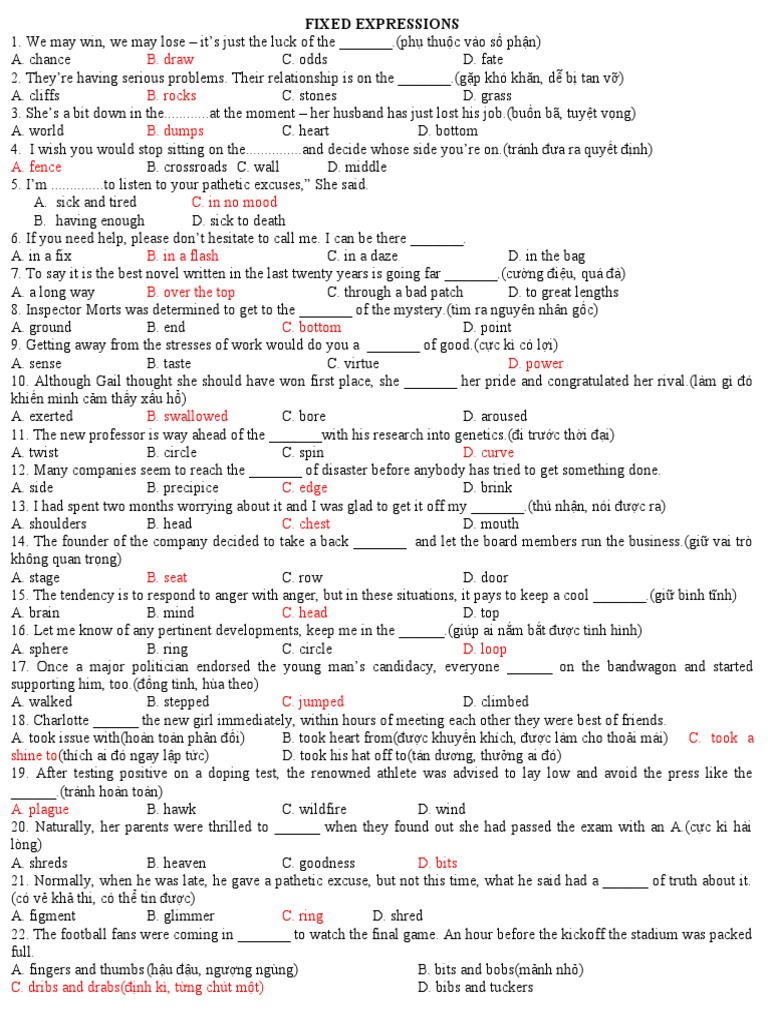 FIXED EXPRESSIONS (Done) | PDF