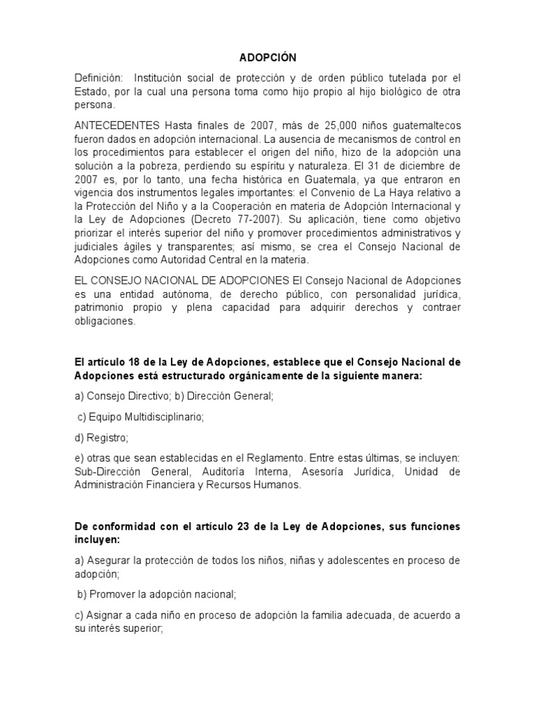 Proceso y Documentos de Adopción en Guatemala | PDF | Adopción ...