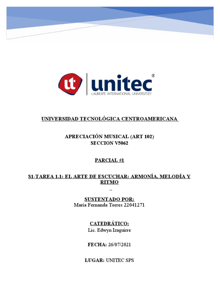 S1-Tarea 1.1 - El Arte de Escuchar - Armonía, Melodía y Ritmo | PDF ...