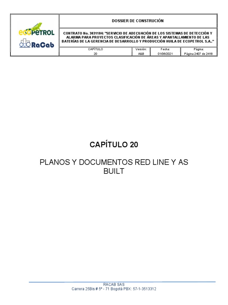 CAPÍTULO 20. Planos y Documentos Red Line y As Built | PDF | Electricidad | Infraestructura