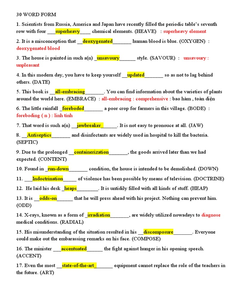 30 WORD FORM - Gia Huy | PDF