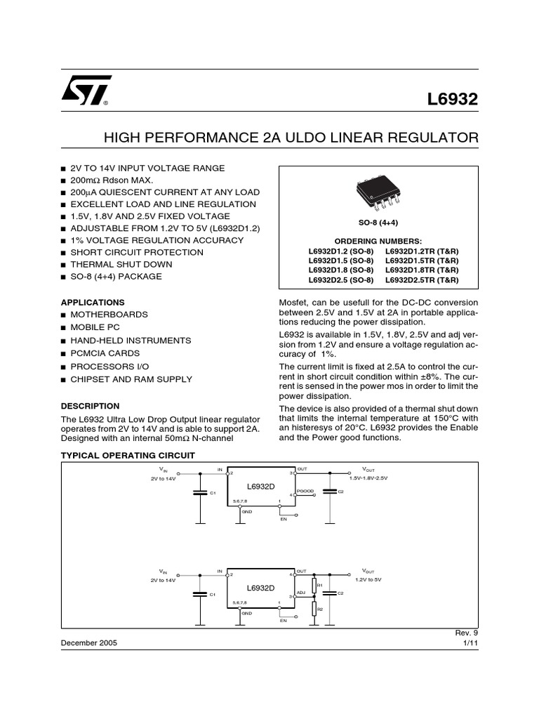 High Performance 2A Uldo Linear Regulator: Applications | PDF ...