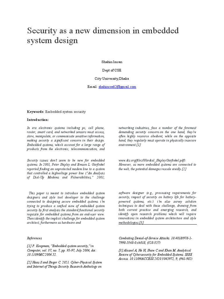 Embedded System Paper | Download Free PDF | Embedded System | Securities