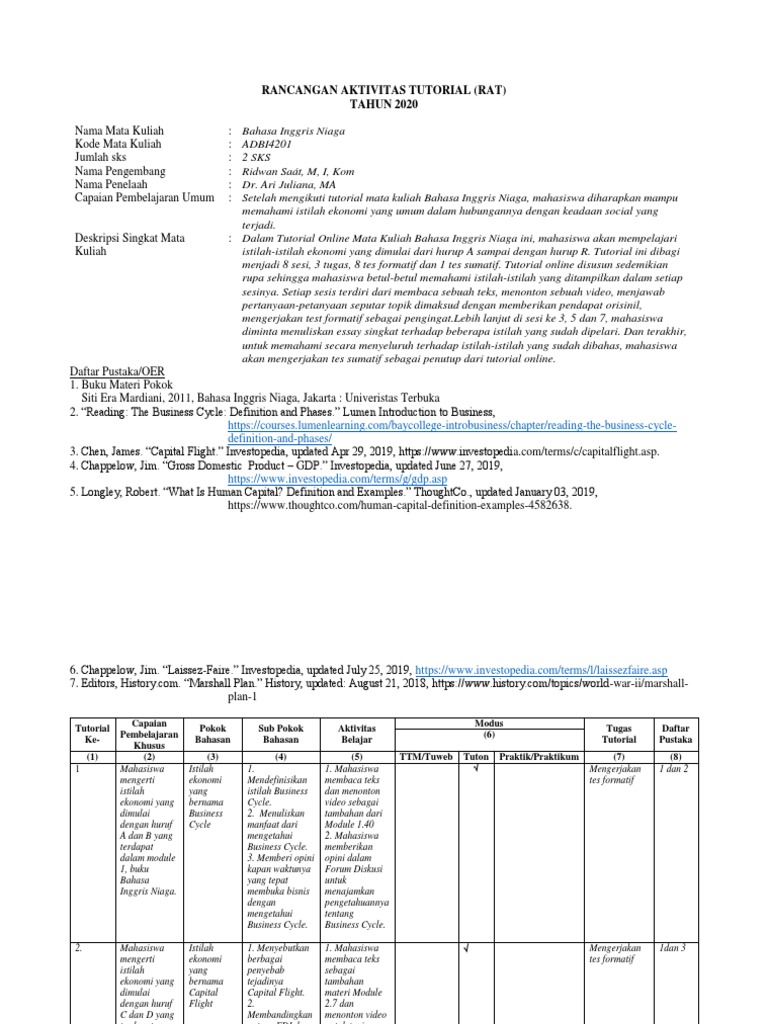 Rancangan Aktivitas Tutorial Adbi4201 | PDF