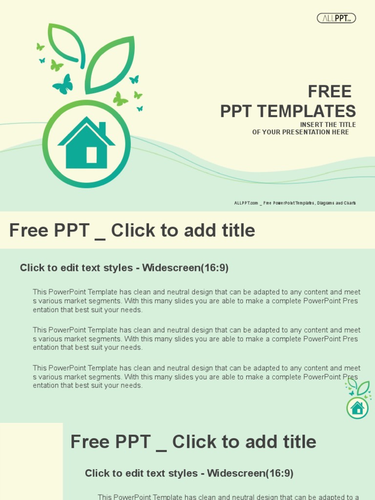 Green House On The Plants and Butterflies PowerPoint Templates ...