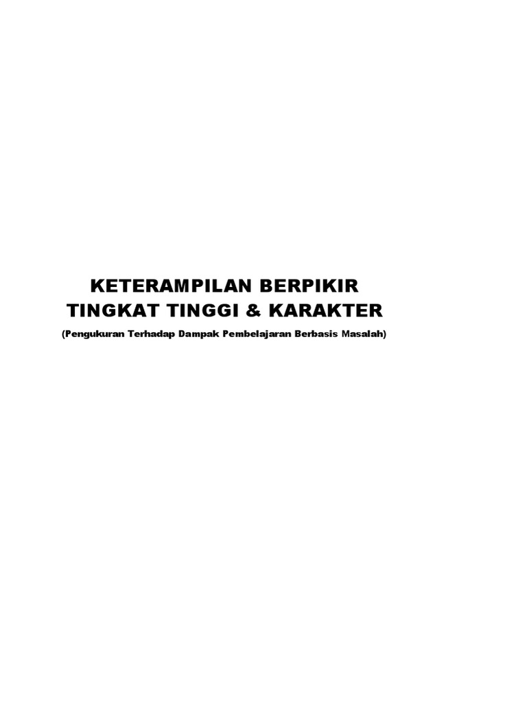 8 - Buku - Yusuf. Keterampilan Berpikir Tingkat Tinggi & Karakter | PDF