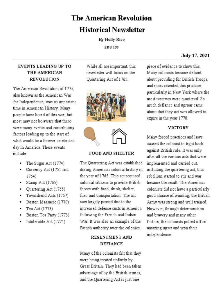 American Revolution Newsletter | PDF | American Revolution | British Empire