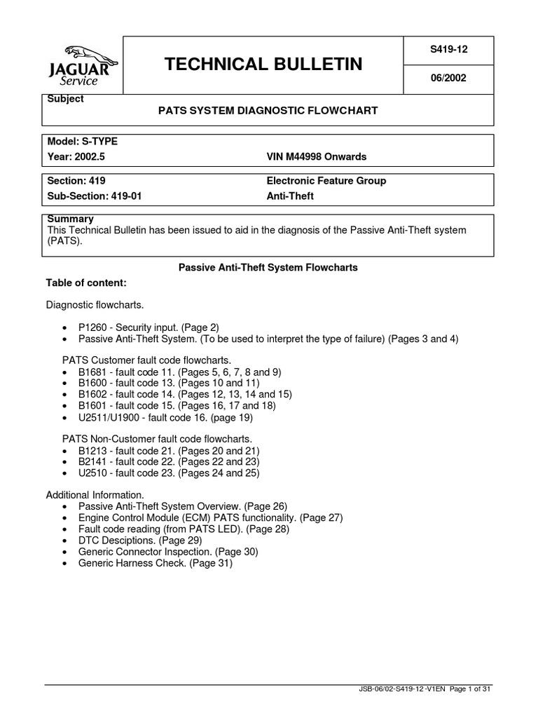 PATS Diagnostic Flowchart TSB | PDF | Electrical Connector | Fuse ...