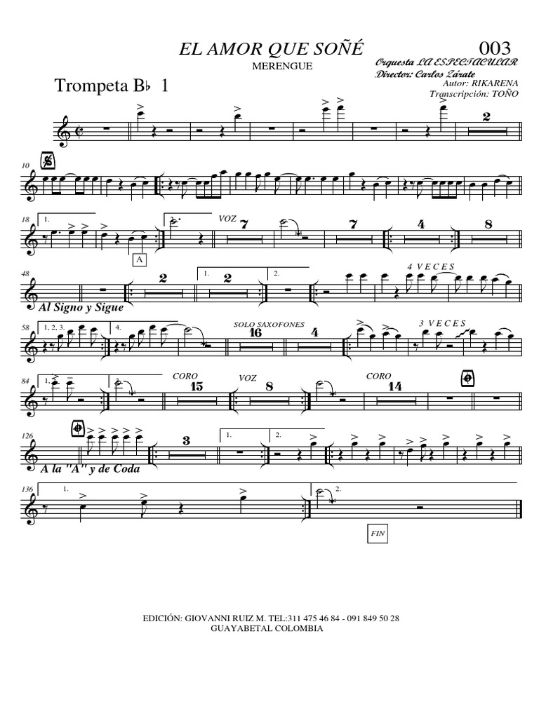 El Amor Que Soñé - 006 Trompeta BB 1 | PDF