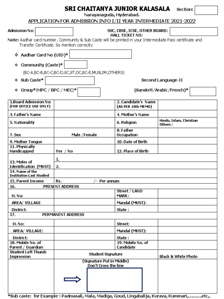 Apply for Intermediate Admission | PDF