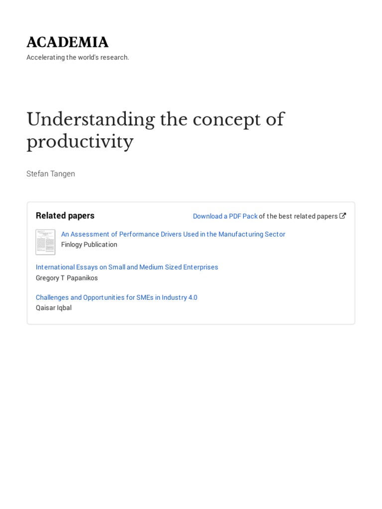 Understanding The Concept of Productivity: Related Papers | PDF ...