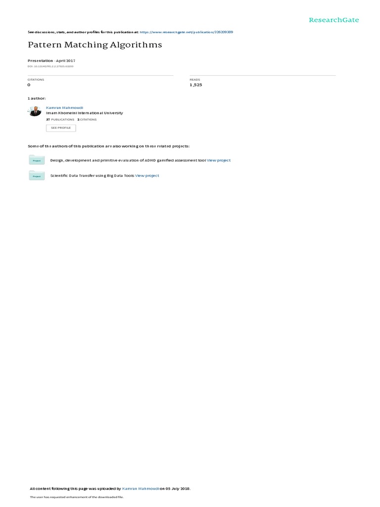 Patternmatchingalgorithms | PDF | Formalism (Deductive) | Computer Science
