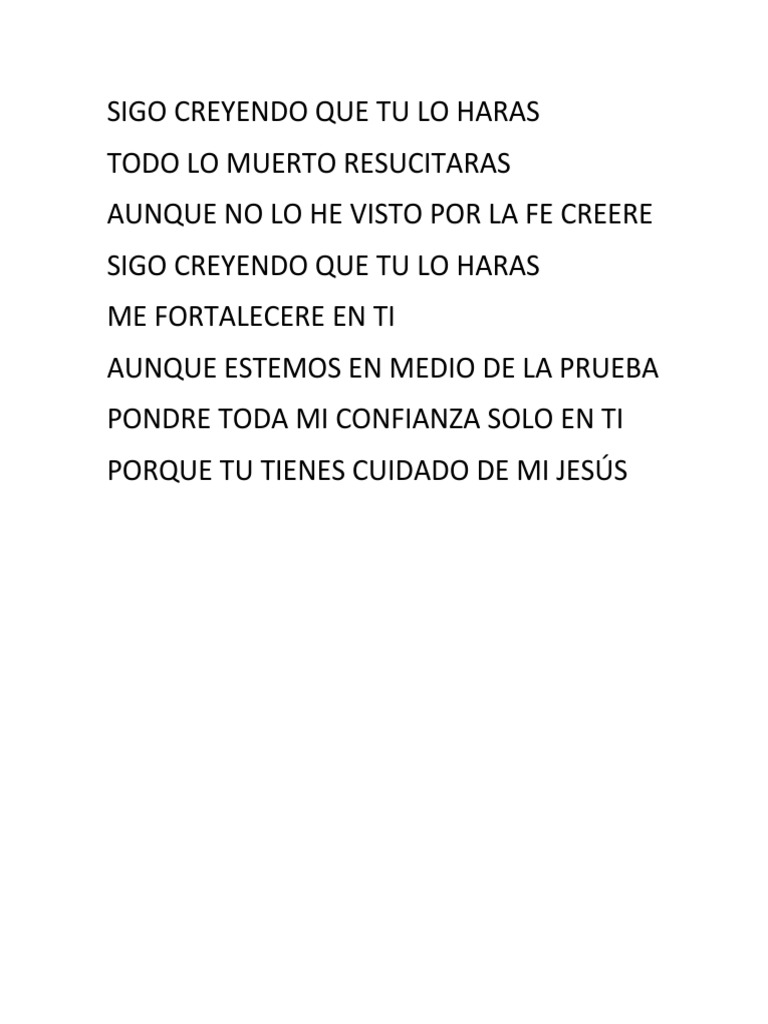 Sigo Creyendo Que Tu Lo Haras | PDF